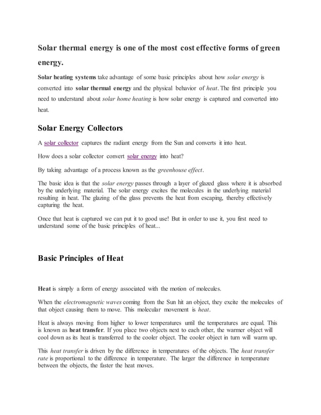 Solar thermal energy | PDF