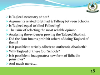 4-Imām Ahmad Ibn Hanbal (ra) Life, Legacy, Methodology and Fiqh | PPTX