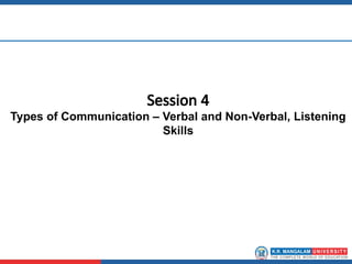 Session 4 Types of Communication Verbal and Non-Verbal, Listening ...