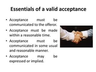 Acceptance - Legal Environment of Business - Business Law - Manu Melwin ...