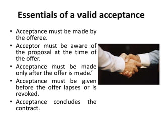 Acceptance - Legal Environment of Business - Business Law - Manu Melwin ...