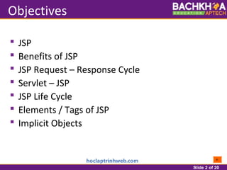 Session 5 : intro to jsp - Giáo trình Bách Khoa Aptech | PPT