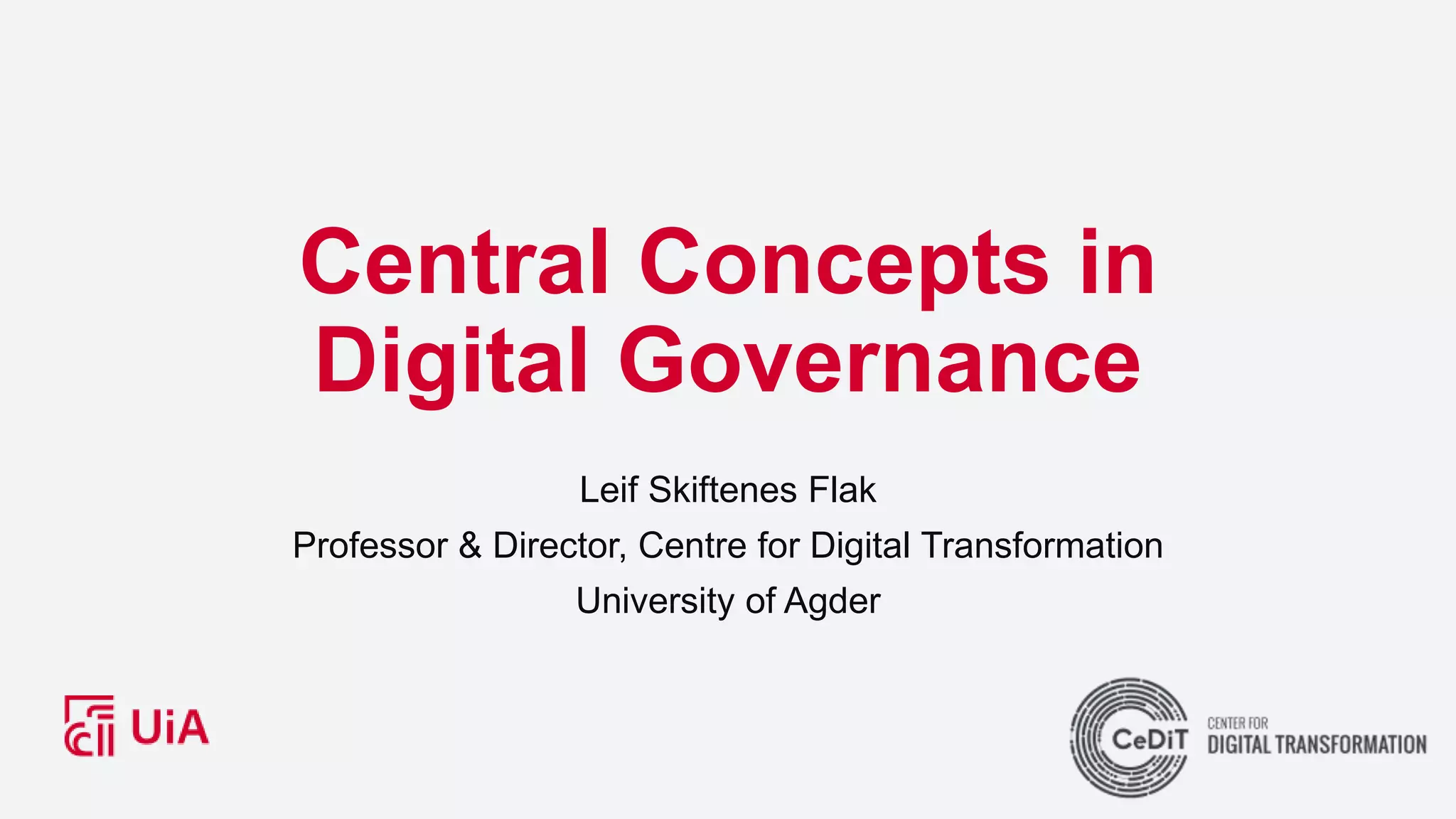 Digital Governance Science Base: Central concepts of digital government ...