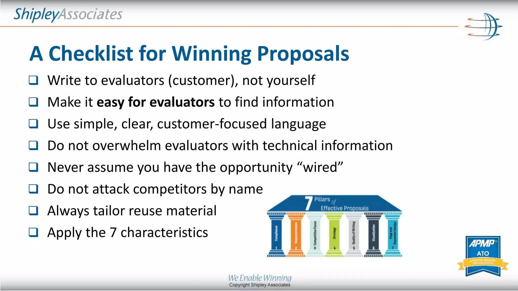 Session 5: Shipley Associates - 7 Pillars of Effective Proposals | PPTX