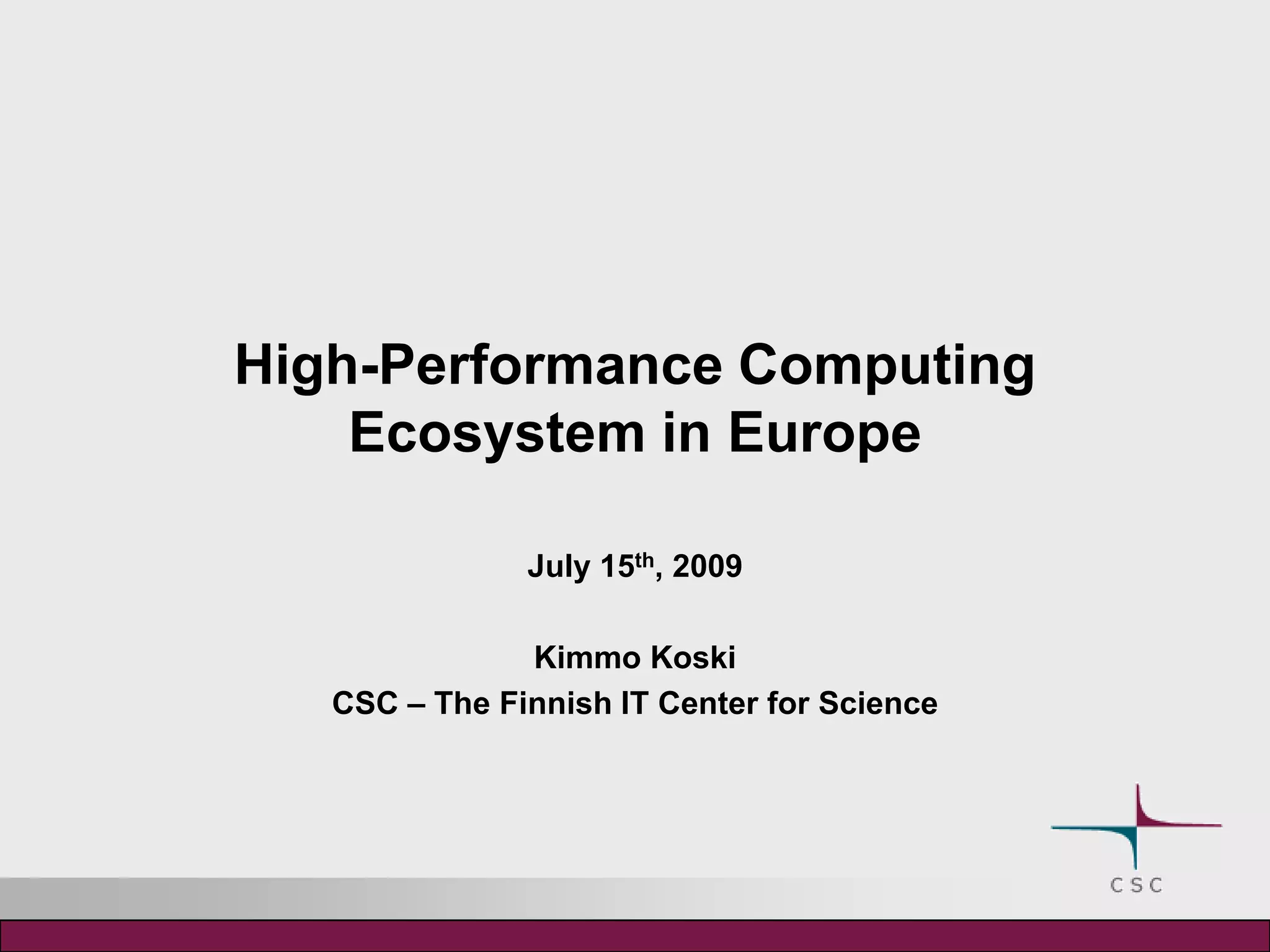 Session 50 - High Performance Computing Ecosystem in Europe | PPT