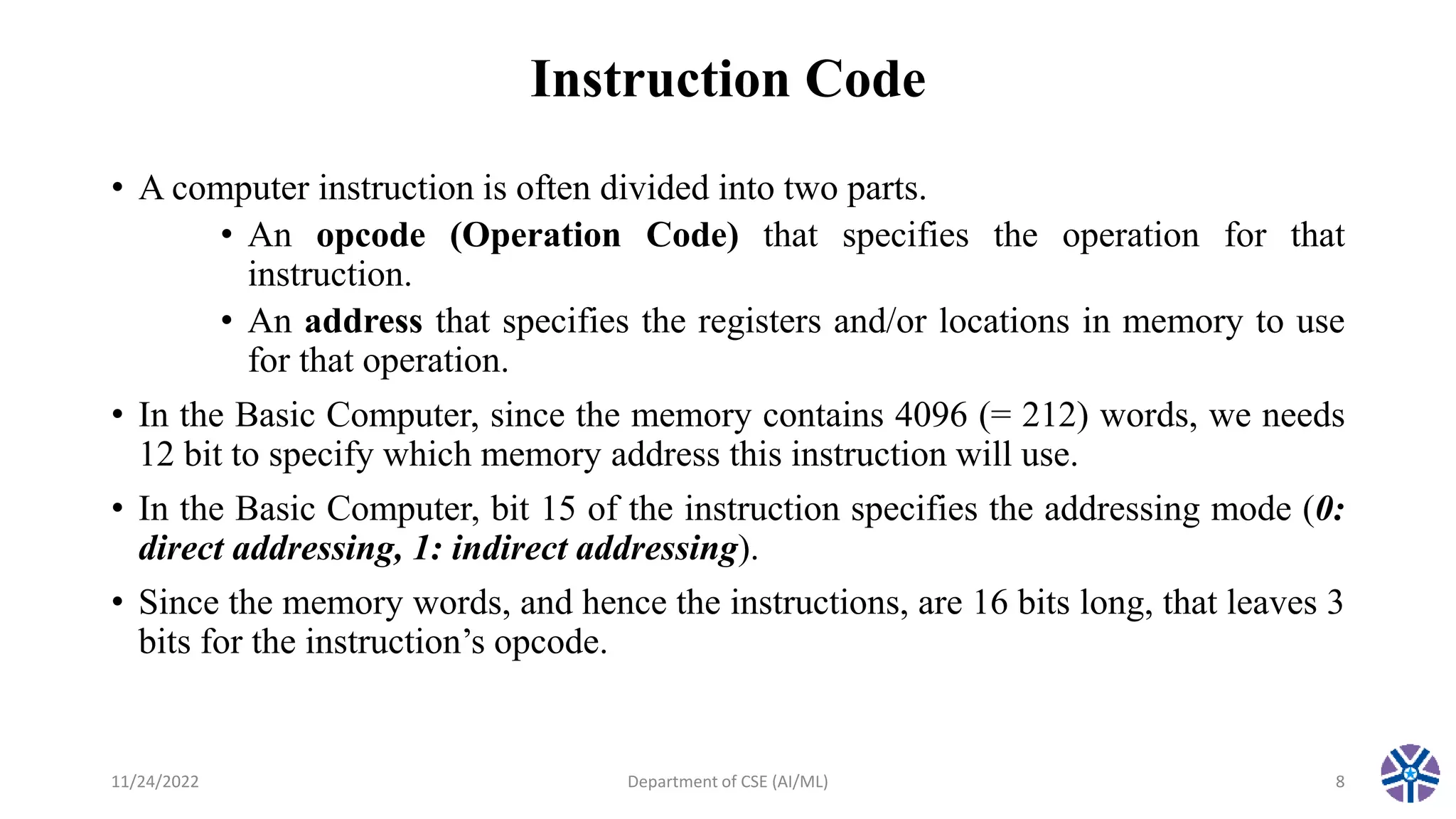 CS304PC:Computer Organization and Architecture Session 5 Basic Computer ...