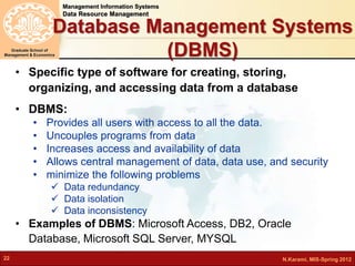 Session#5; data resource managment | PPTX | Databases | Computer Software and Applications