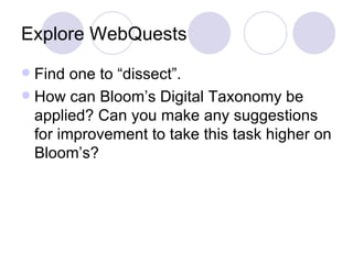 Session5 webquests blooms weles | PPT