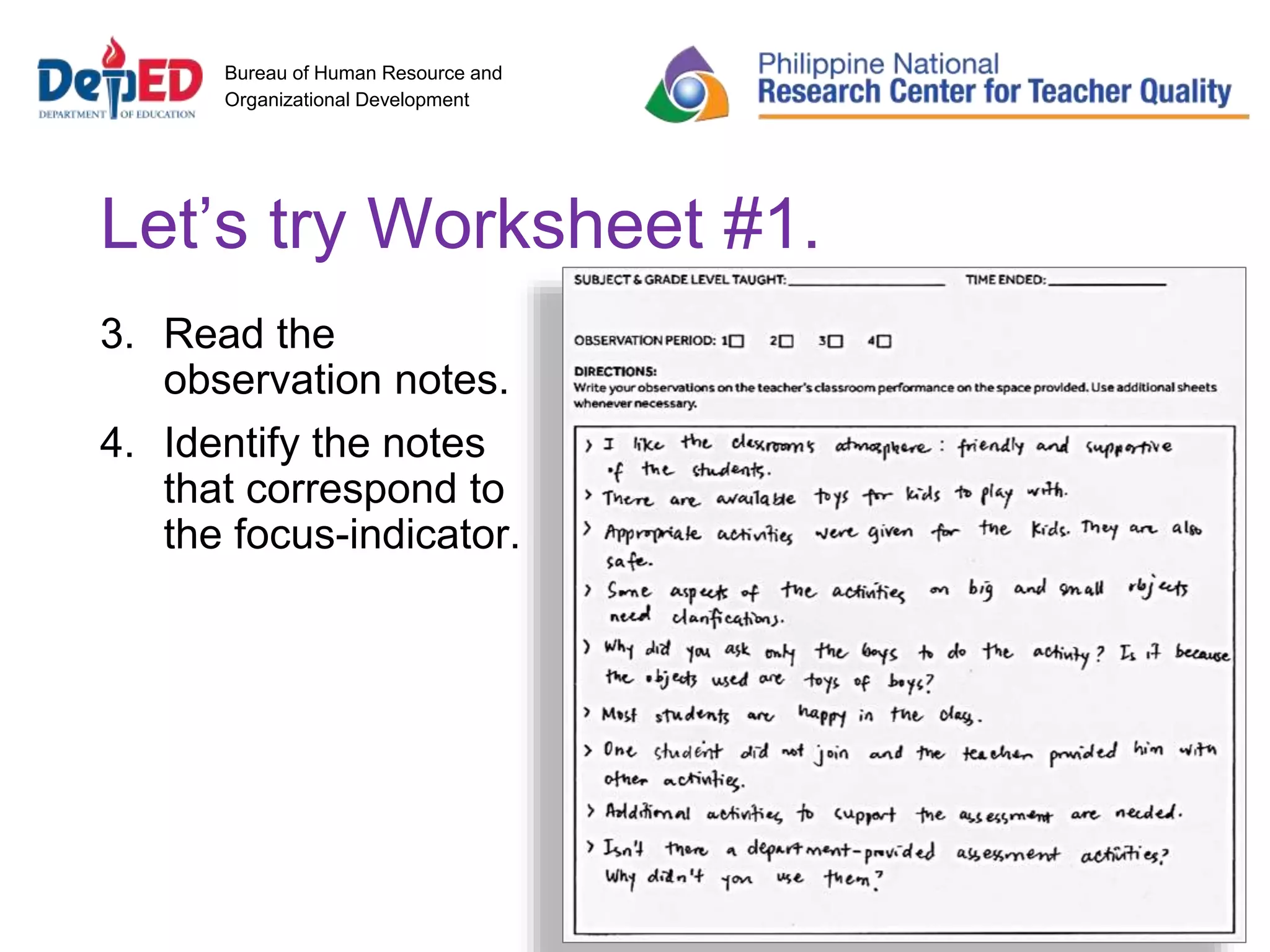Session 6 8 Linking Observation Notes With Cot Rating Pptx