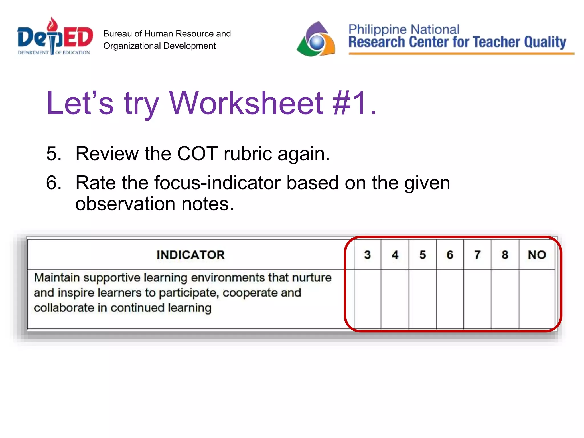 Session 6-8 Linking Observation Notes with COT Rating.pptx