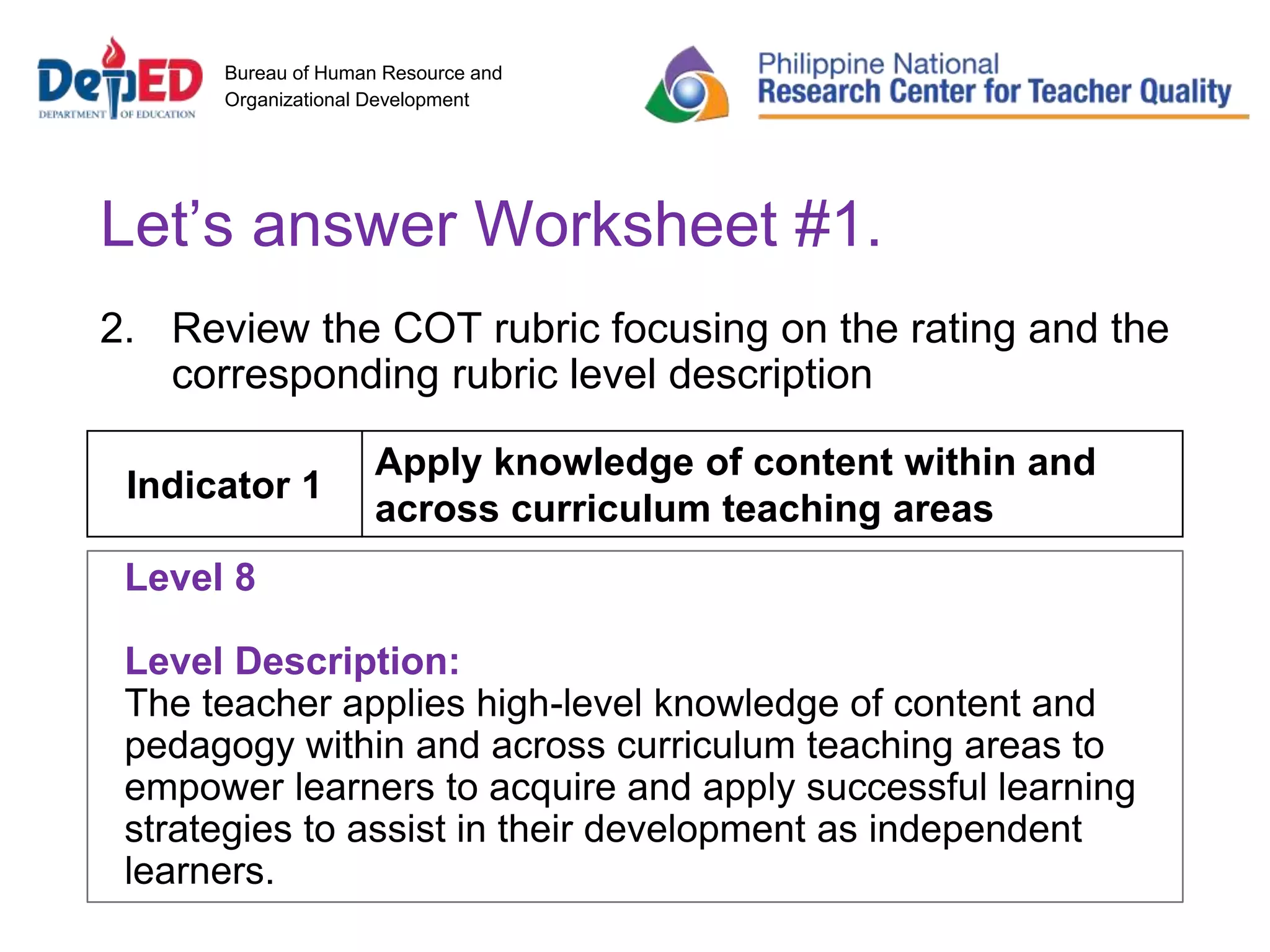 Session 6-8 Linking Observation Notes with COT Rating.pptx