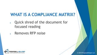 Session 6: ProposalHelper - Compliance Matrix: Boon or Curse? | PPTX