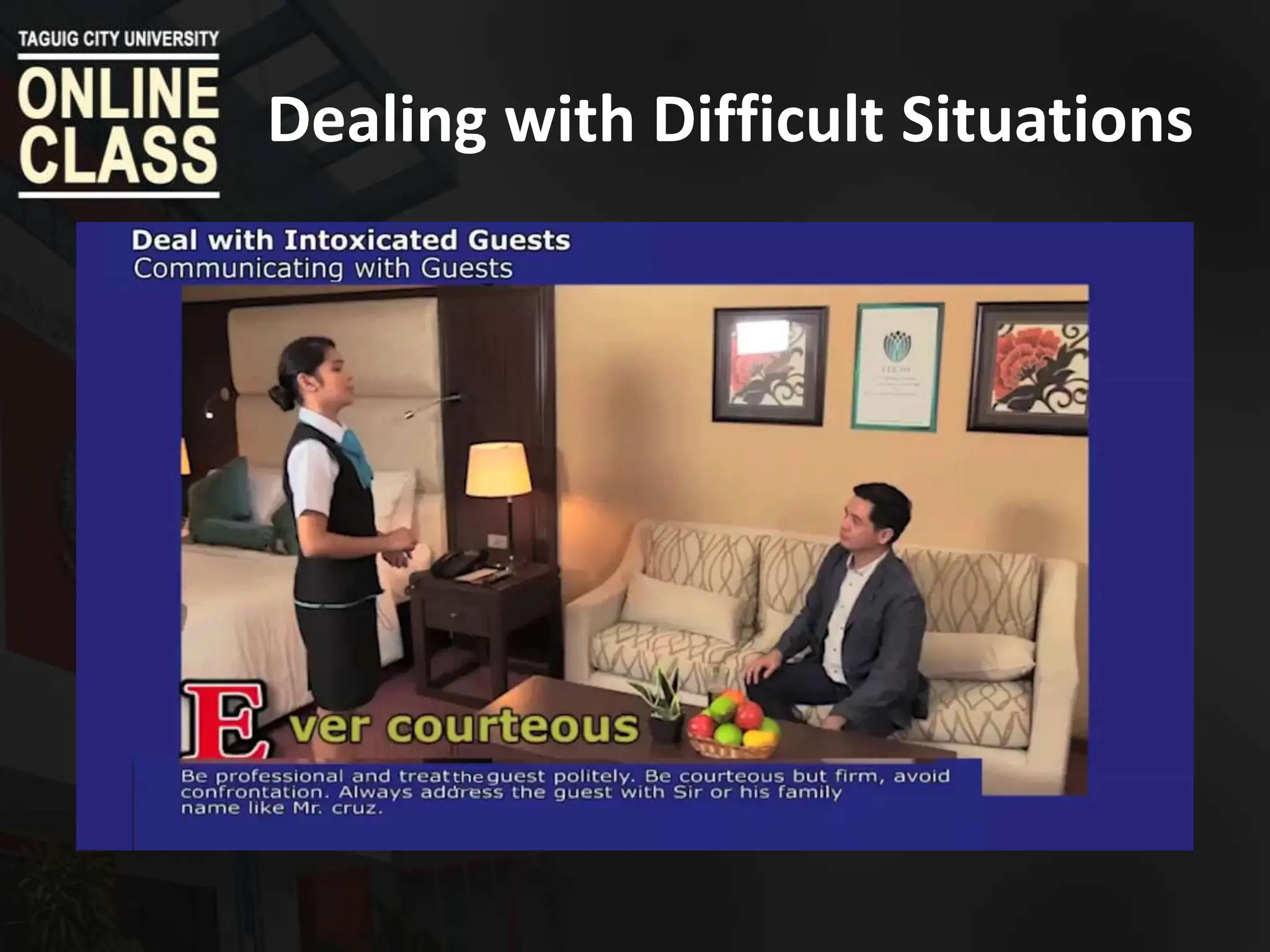 DEAL WITH/HANDLE INTOXICATED GUESTS IN BAR MANAGEMENT | PPTX