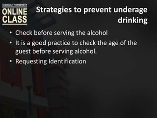 DEAL WITH/HANDLE INTOXICATED GUESTS IN BAR MANAGEMENT | PPTX