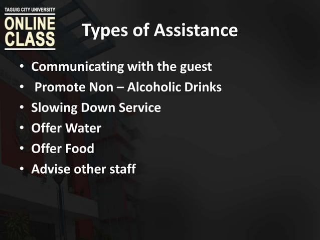 DEAL WITH/HANDLE INTOXICATED GUESTS IN BAR MANAGEMENT | PPTX ...