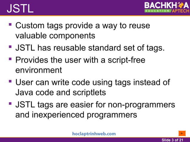Session 7 : jstl - Giáo trình Bách Khoa Aptech | PPT