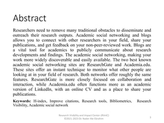 How to Improve Research Visibility and Impact: Session 7, Networking | PDF