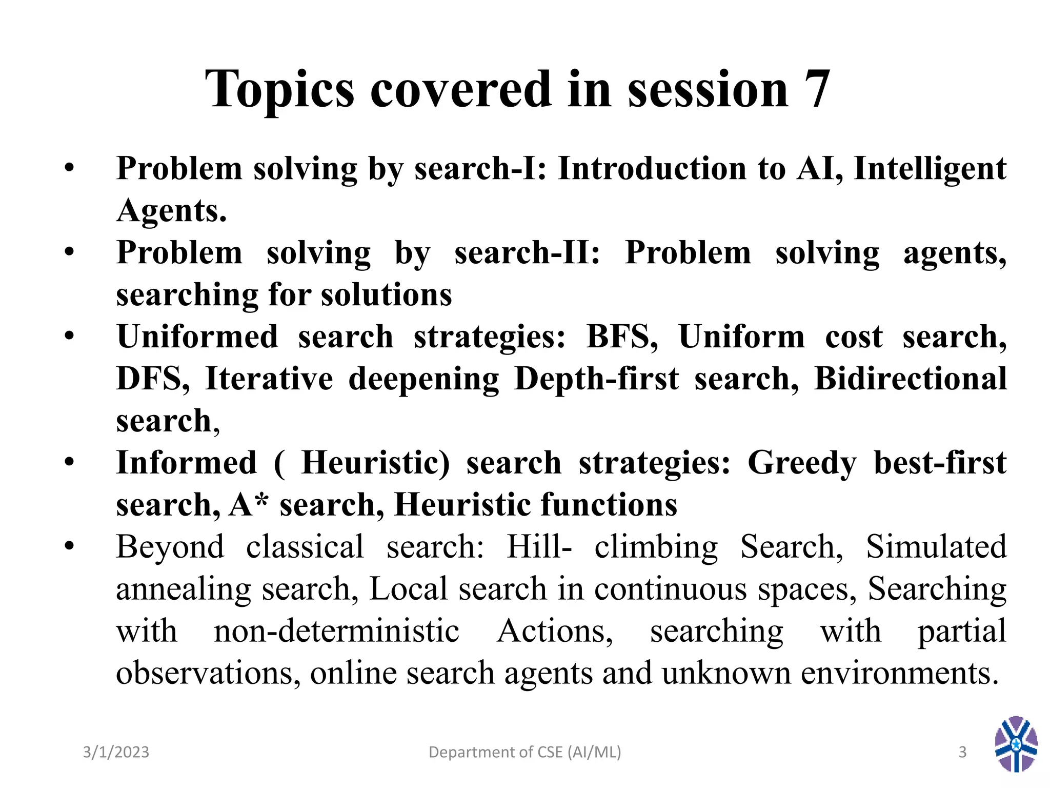 Aisession 7 Greedy Best First Search Algorithmpptx