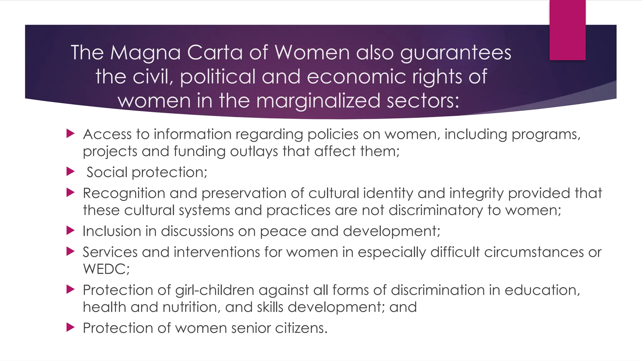 MAGNA-CARTA-OF-WOMEN for Gender and Development Orientation Seminar | PPTX