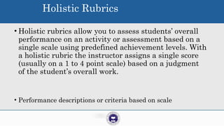 Session 7 Rubrics for assessment in class | PPT