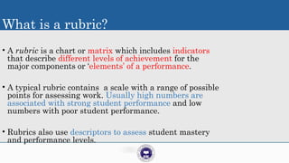 Session 7 Rubrics for assessment in class | PPTX