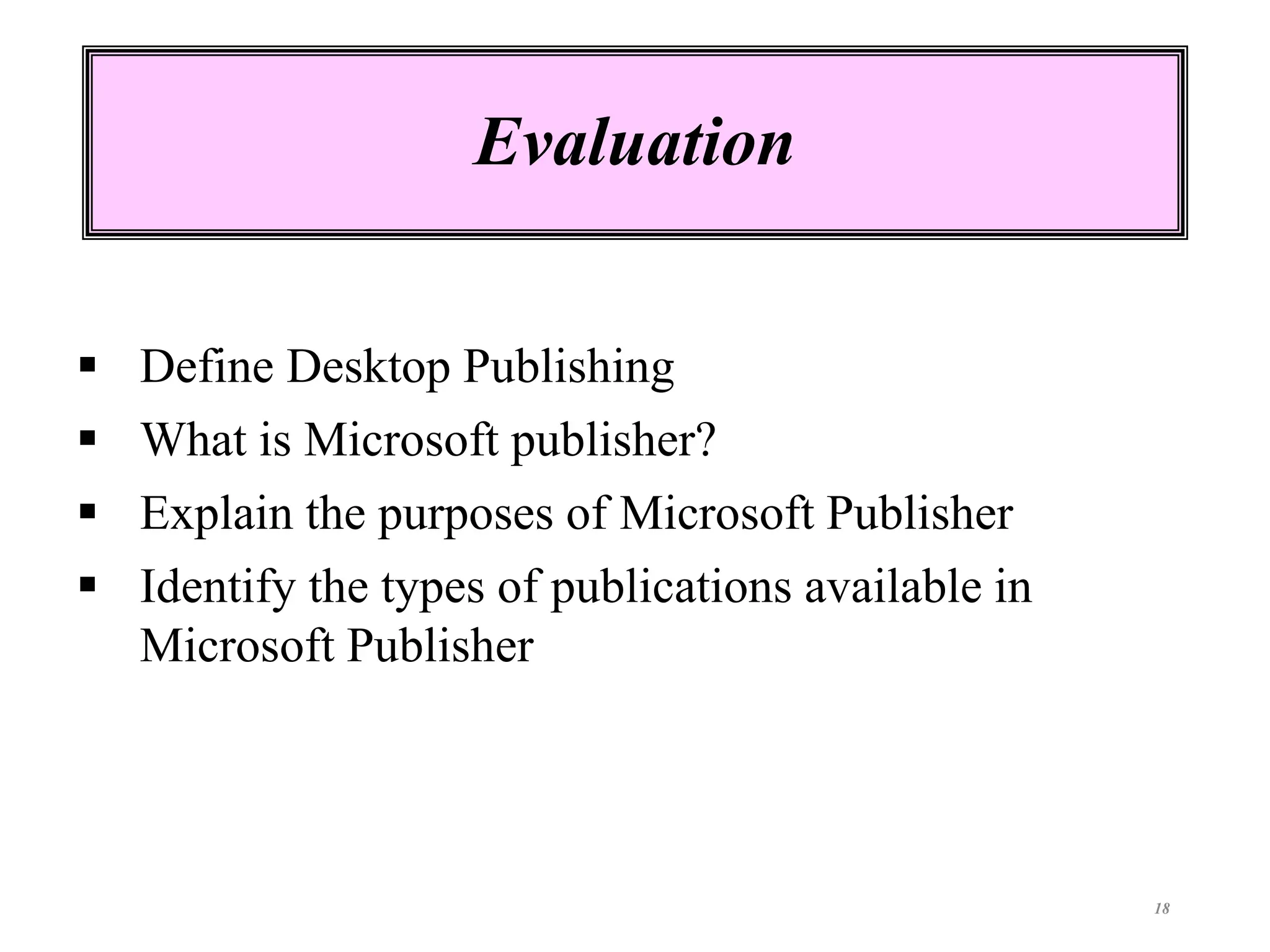 SESSION on Microsoft Publisher applications | PPT