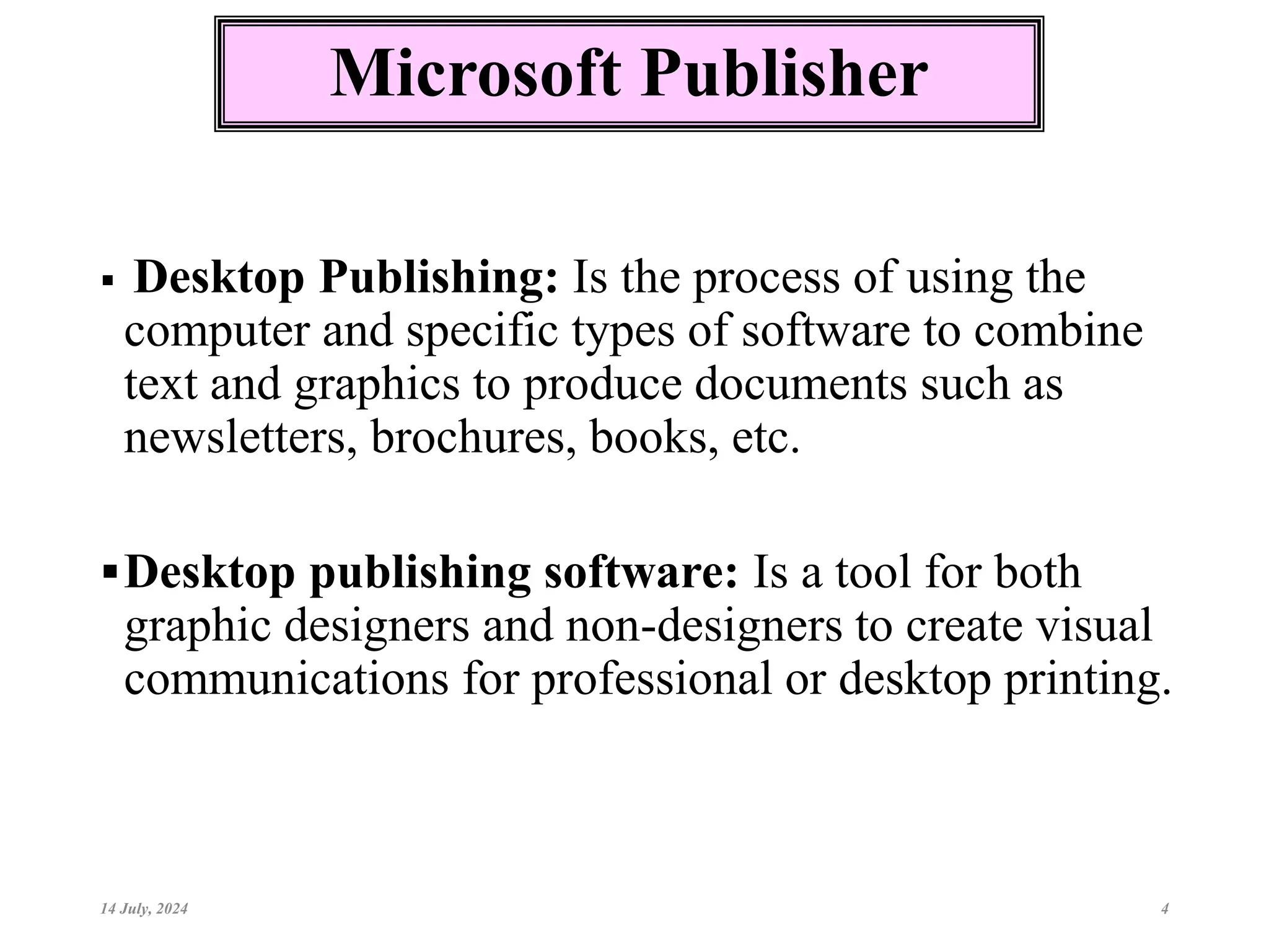 SESSION on Microsoft Publisher applications | PPT