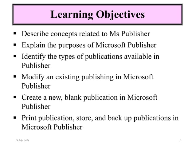 SESSION on Microsoft Publisher applications | PPT | Free Download