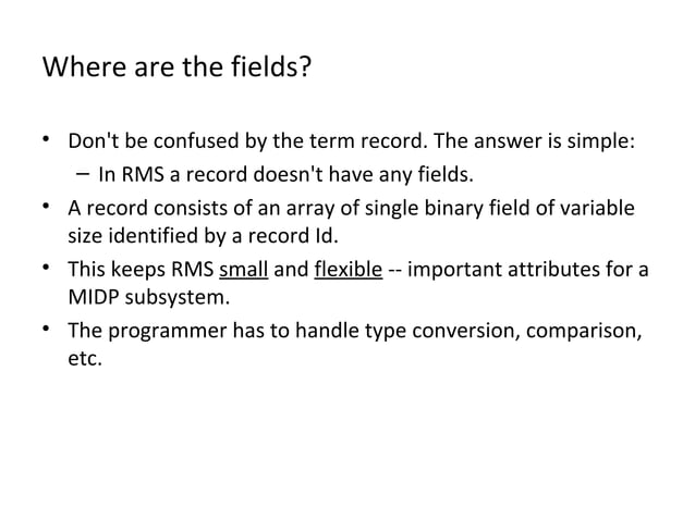 Session9 J2ME Record Management System | PPT | Databases | Computer Software and Applications