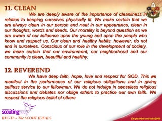 Basic Training Course for Troop: Session 9 - The Scout Ideals.ppt