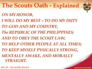 Basic Training Course for Troop: Session 9 - The Scout Ideals.ppt ...