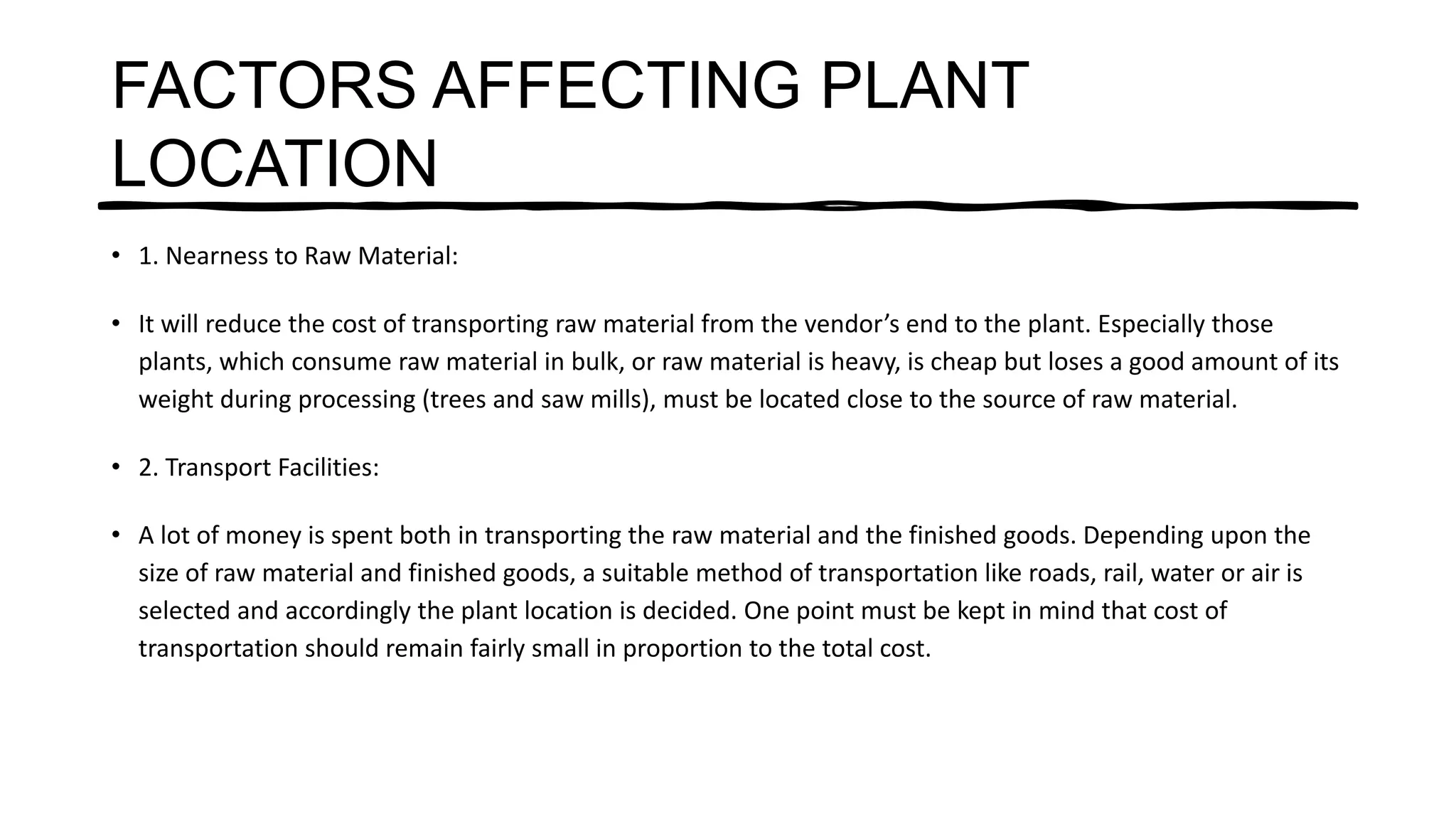 Factors Affecting Plant Location | PPTX