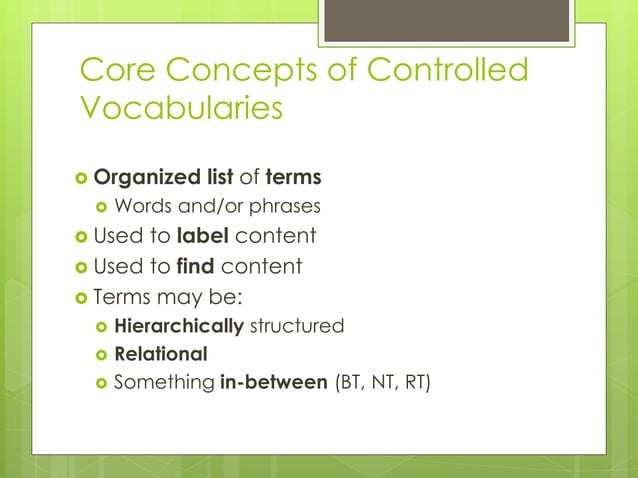 LIS 653, Session 10: Controlled Vocabulary | PPT