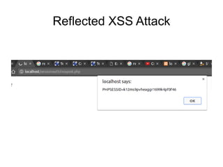 Session Fixation, Reflected XSS and Store XSS Attack (Code Examples) | PPTX