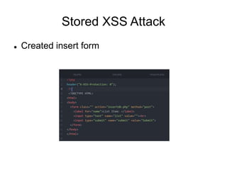 Session Fixation, Reflected XSS and Store XSS Attack (Code Examples) | PPTX