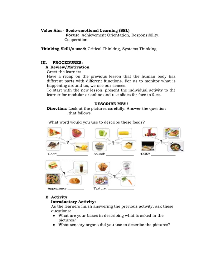 SESSION GUIDE LS 2 - SENSE ORGANS (1).docx | Ear, Nose and Throat Conditions | Diseases and ...
