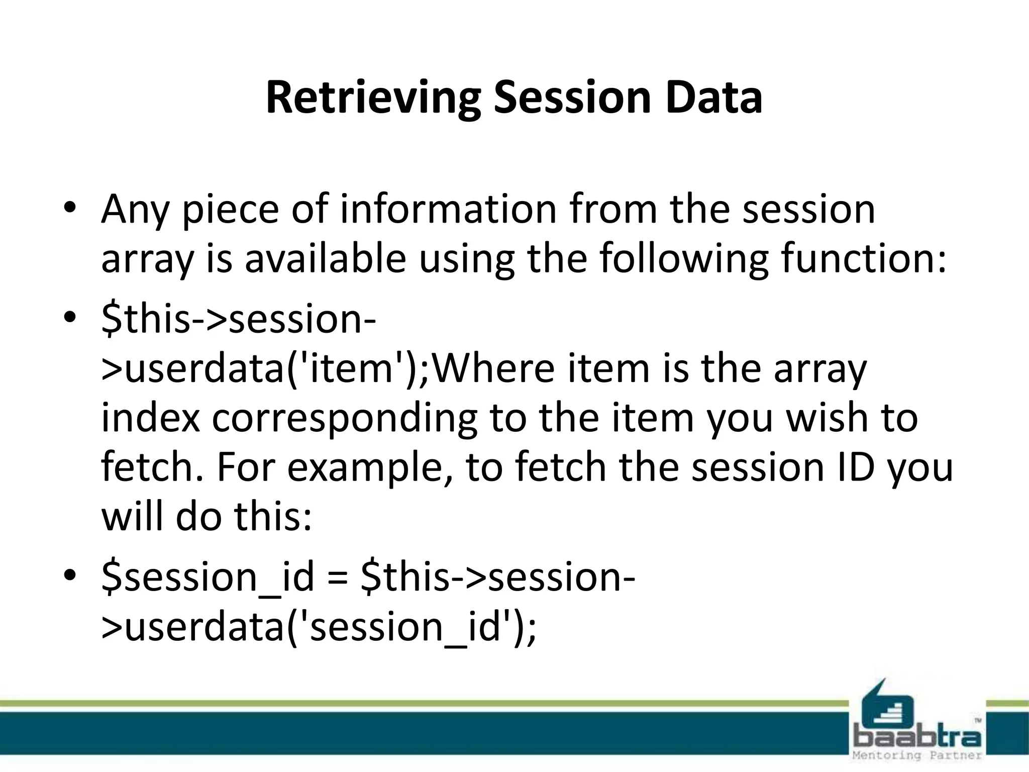 Session handling in codeigniter | PPTX