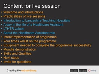 Session One - LTHTR HCA Recruitment - 22/03/2021 | PPT