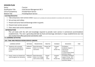 providing room service to guest in thier respected room | DOCX