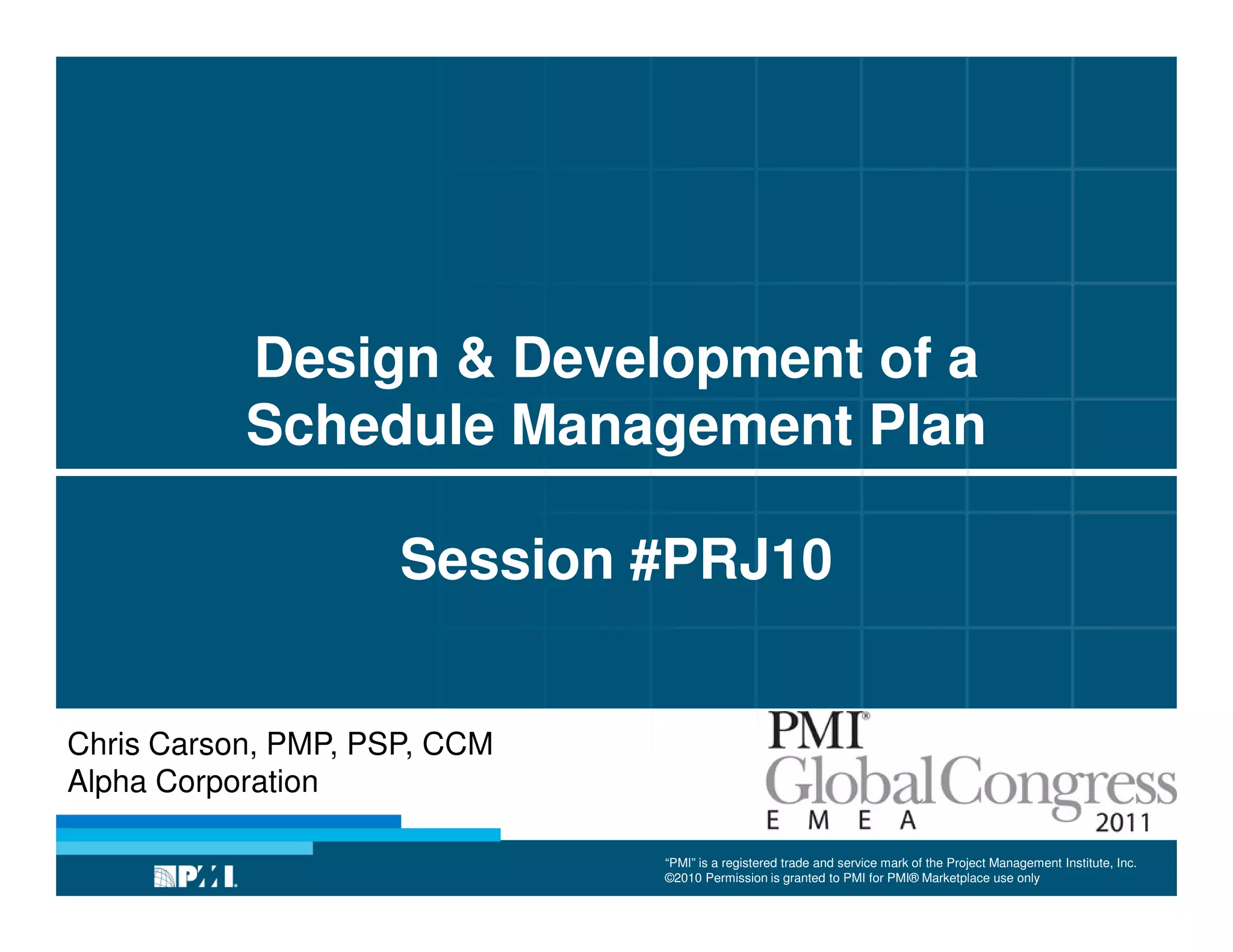 Design & Development Of A Schedule Management Plan Presentation | PDF