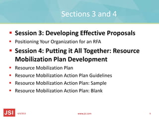 Resource Mobilization and working towards sustainable funding - JSI | PPTX