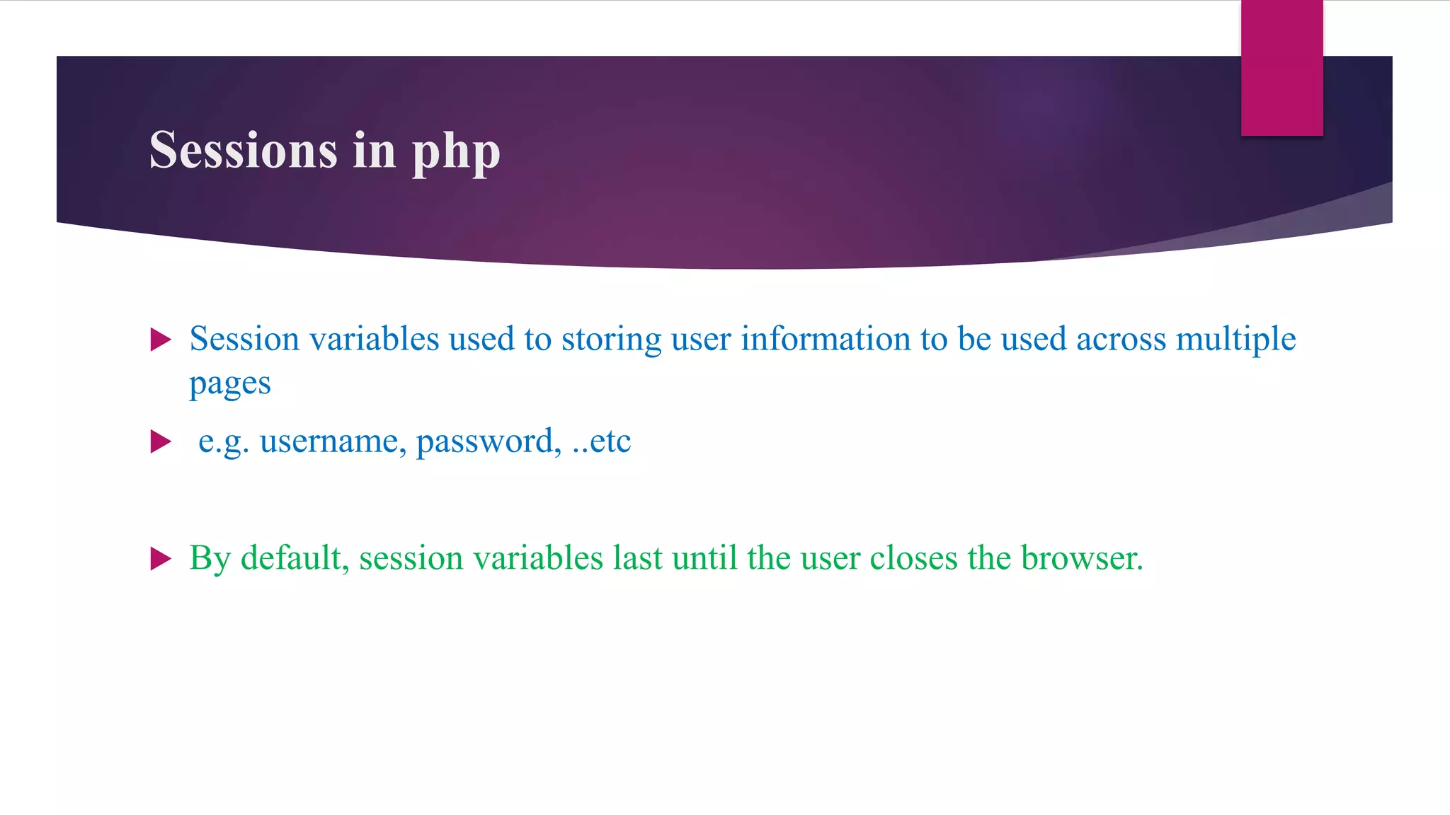 Sessions and cookies in php | PPTX