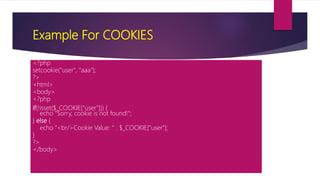 Sessions and cookies in php | PPTX