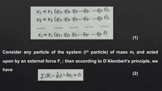 Lagrange's equation from D'Alembertz principle.pptx