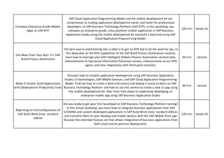 Sessões SAP BTP Experience.pdf | Cloud Computing | Internet