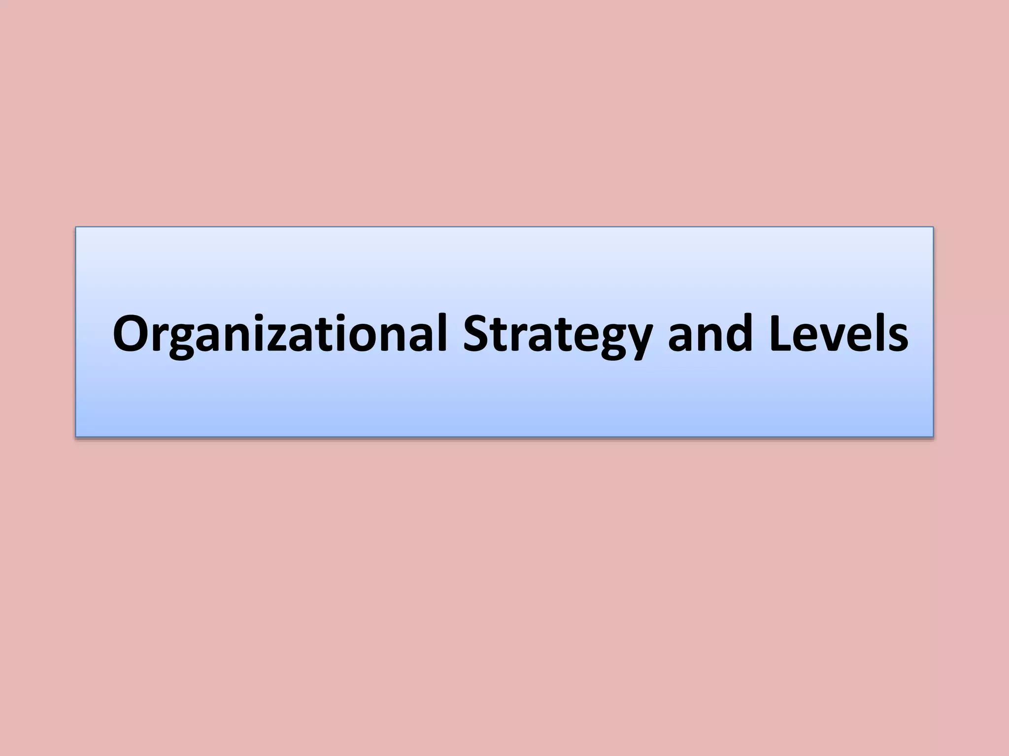 Organizational Strategy and Levels | PPT