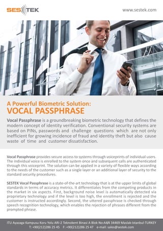Sestek voice biometrics | PDF