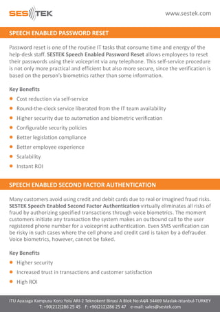 Sestek voice biometrics | PDF