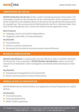 Sestek voice biometrics | PDF