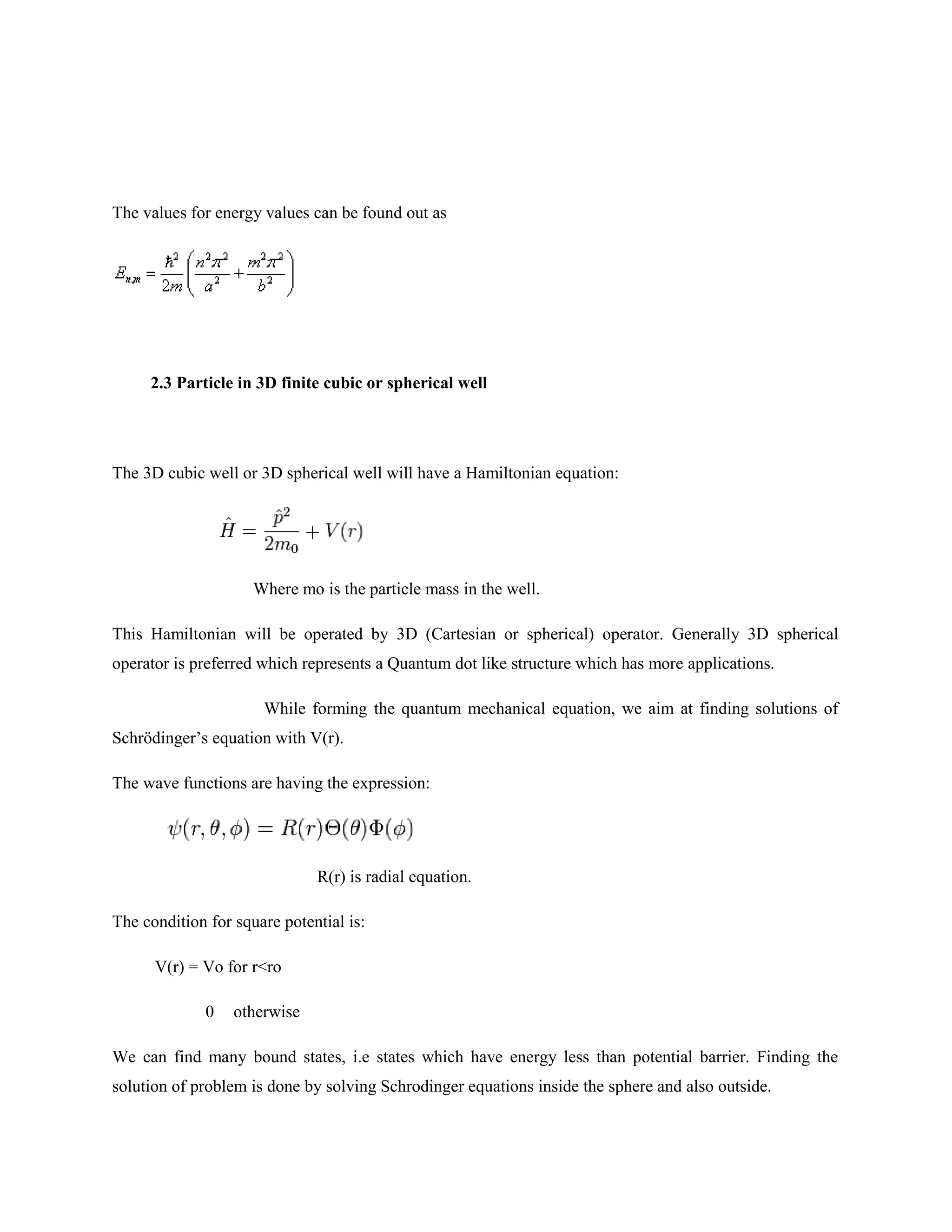 Bound states in 1d, 2d and 3d quantum wells | DOC